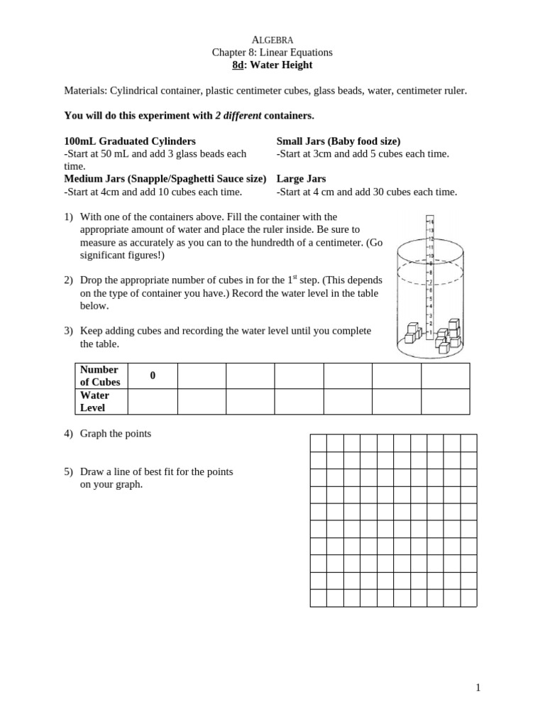 8d Water Height Activity | PDF | Significant Figures | Mathematics