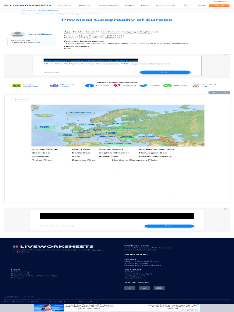 Physical Geography of Europe Worksheet Live Worksheets | PDF | Earth ...