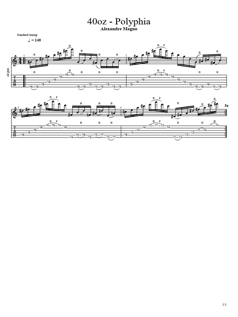 "40oz Guitar Tab by Polyphia" | PDF