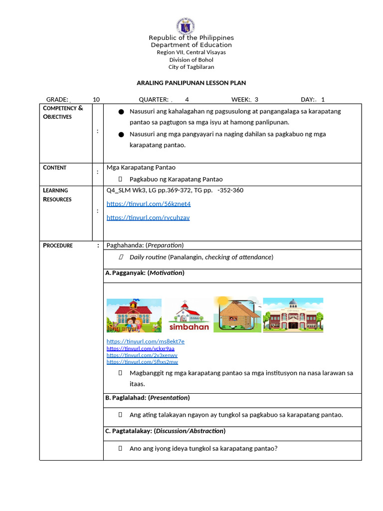 Q4 - AP10 - PLP - WK3 - Day 1-3 | PDF