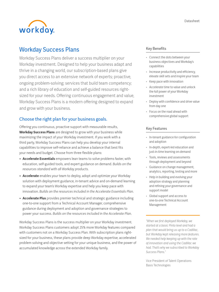 Workday Success Plans Datasheet | PDF | Business