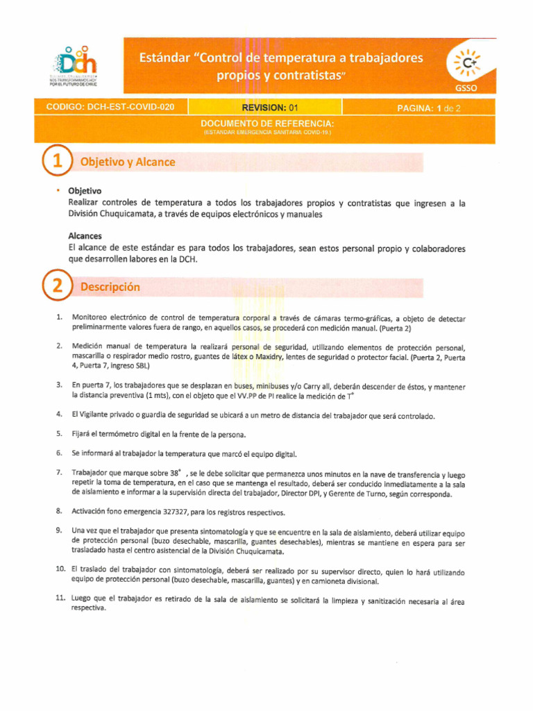 11.-DCH-EST-COVID-020 Estándar Control temperatura a trabajadores ...