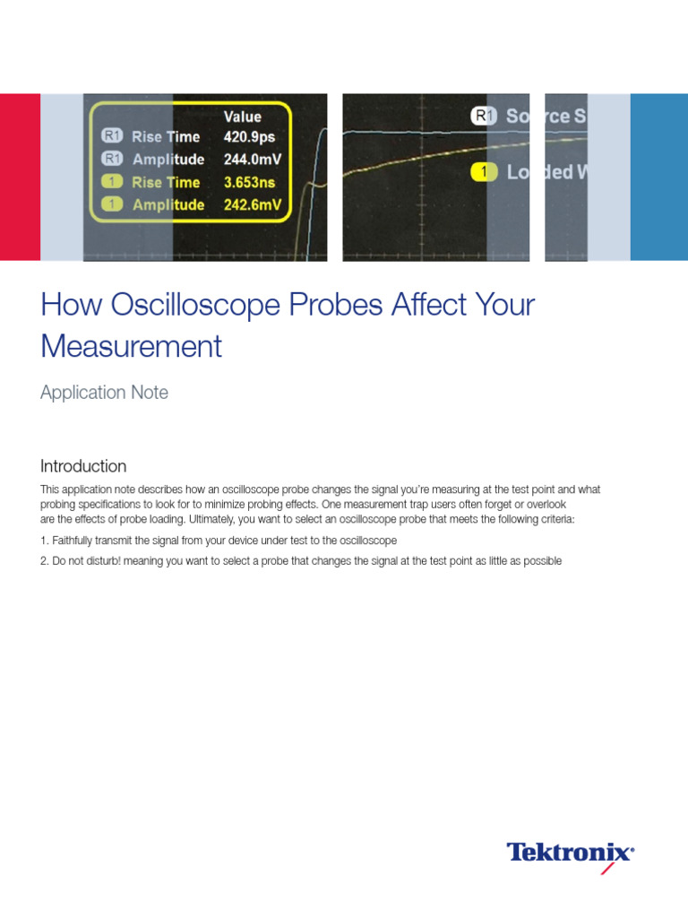 How Oscilloscope Probes Affect Your Measurement Application Note Pdf Electricity