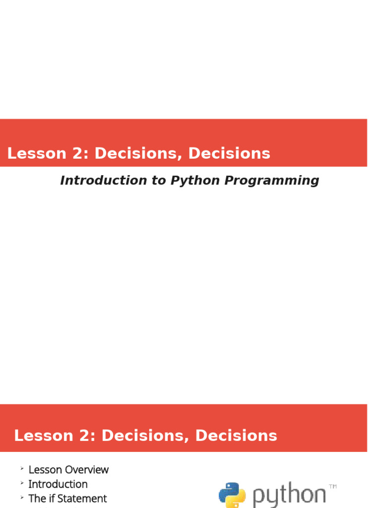 Lesson 3 Decisions and Branching | PDF | Boolean Data Type | Computer Programming