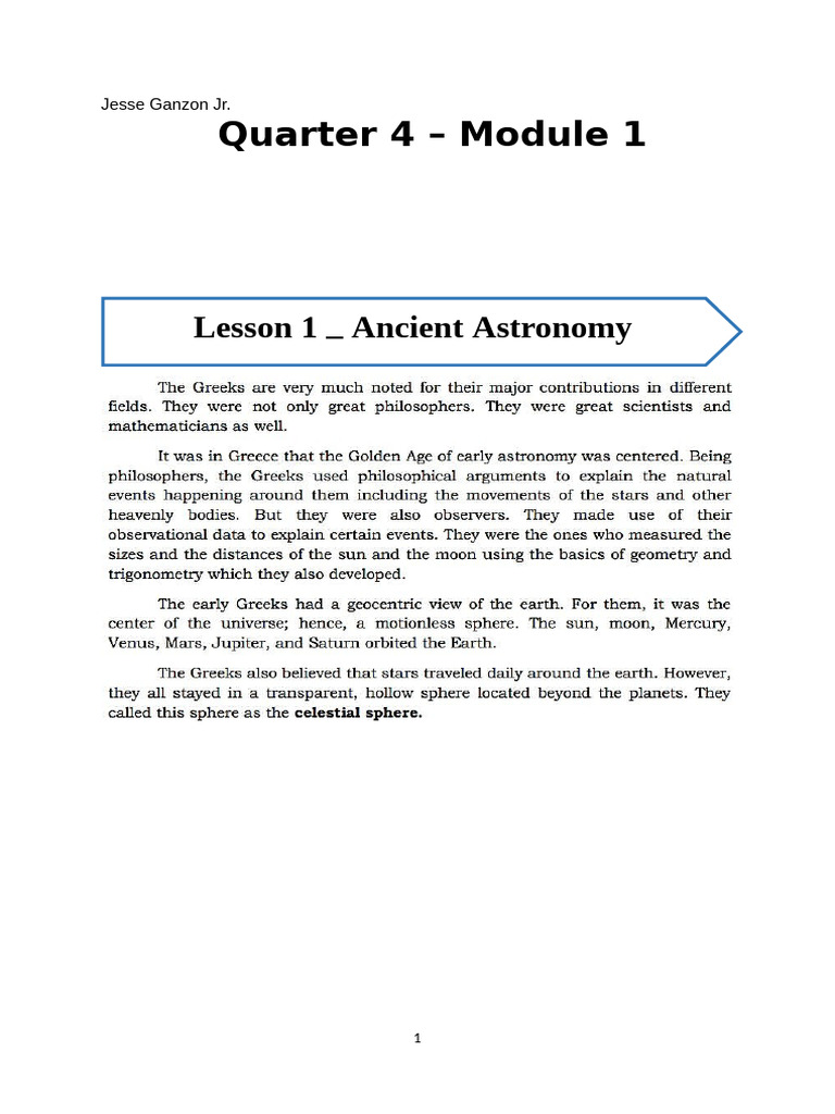 Physical Science Q4 Module 1 | PDF | Eclipse | Heliocentrism