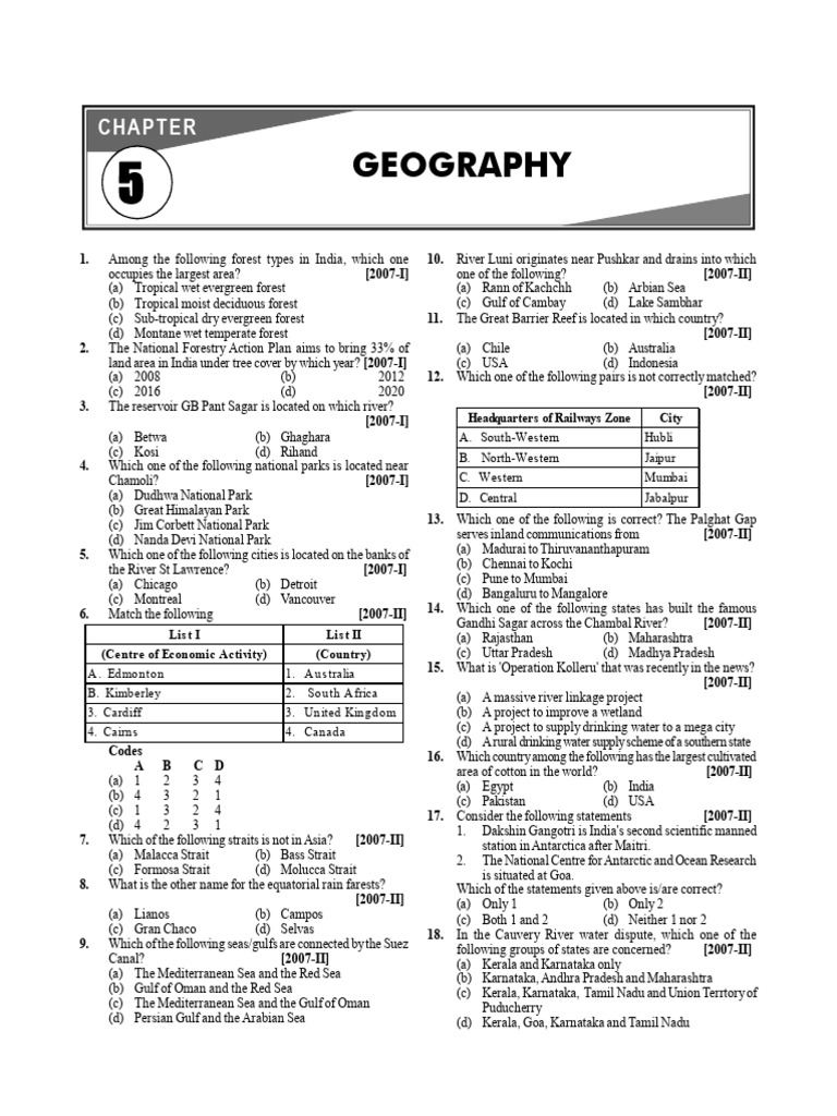 Geography Pyq Cds | PDF | Tide | Water