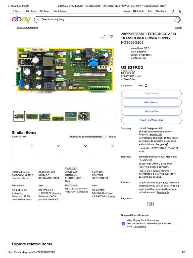 SAM Electronics AS10 Power Supply eBay | PDF | E Bay | Prices