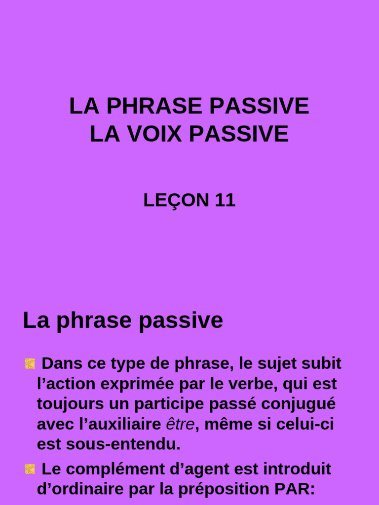 LA_PHRASE_PASSIVE 2 | PDF | Sujet (Grammaire) | Phrase