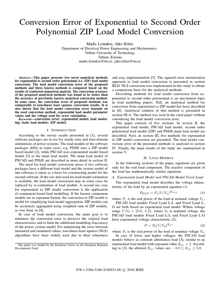 Conversion Error of Exponential to Second Order | PDF | Least Squares | Equations