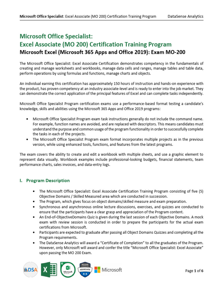 MO-200 - DataSense Analytics | PDF | Microsoft Excel | Information ...