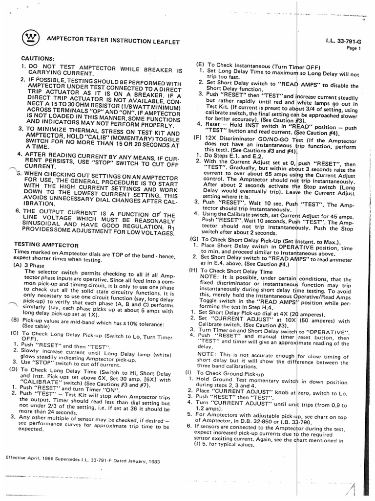 Amptector Tester Manual | PDF