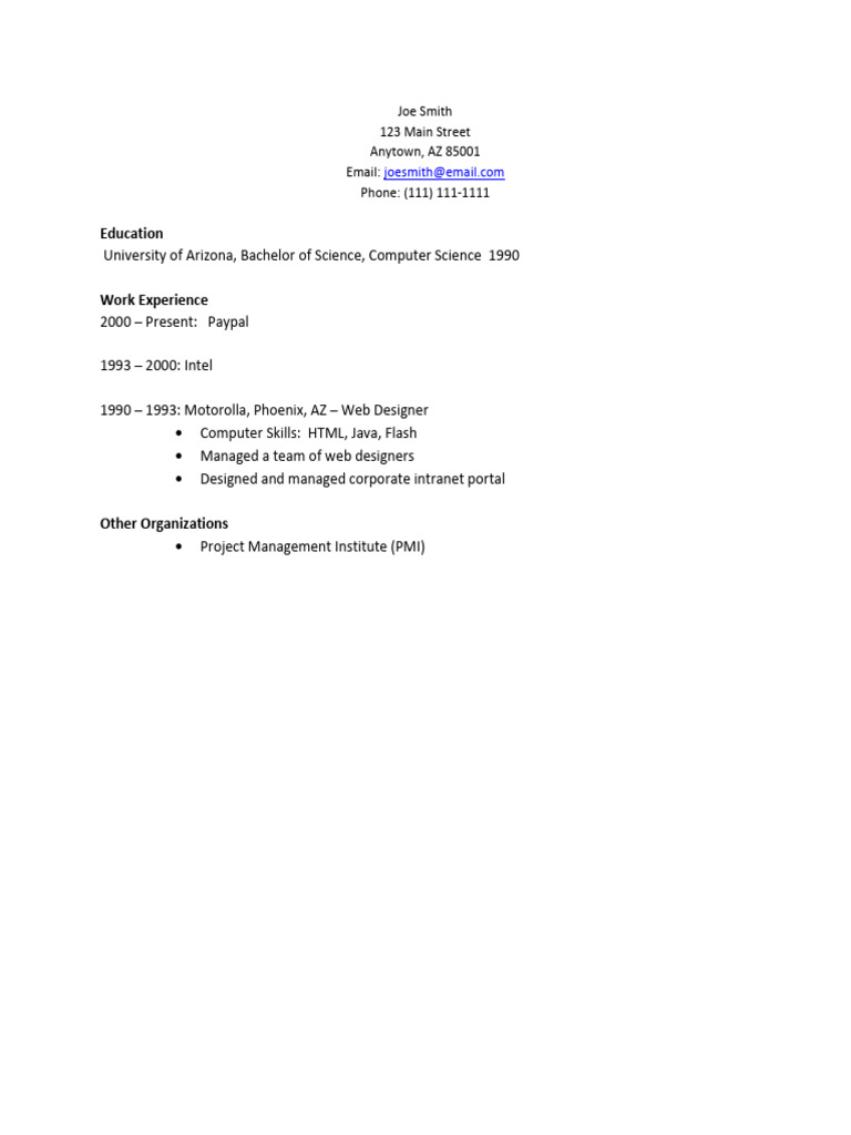 Joe Smith - Computer Science Resume | PDF