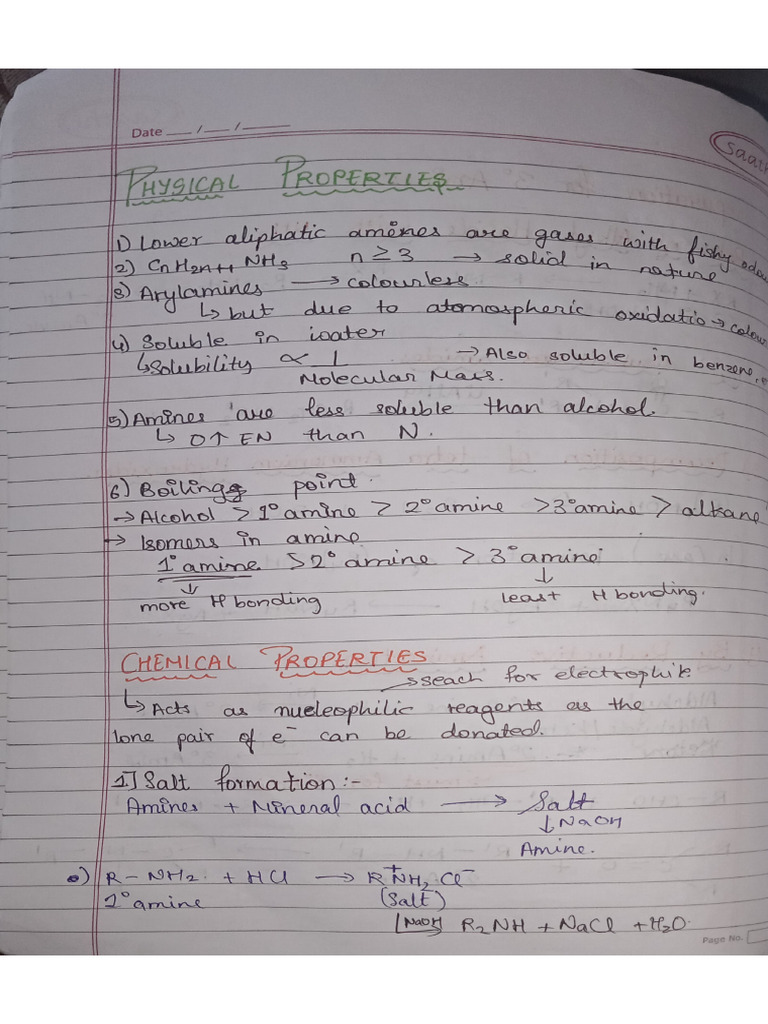 physical and chemical properties of amines | PDF