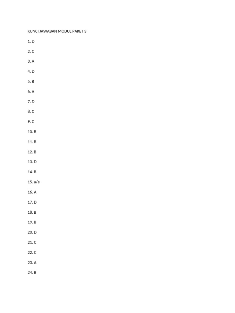 Kunci Jawaban Modul Paket 3 | PDF