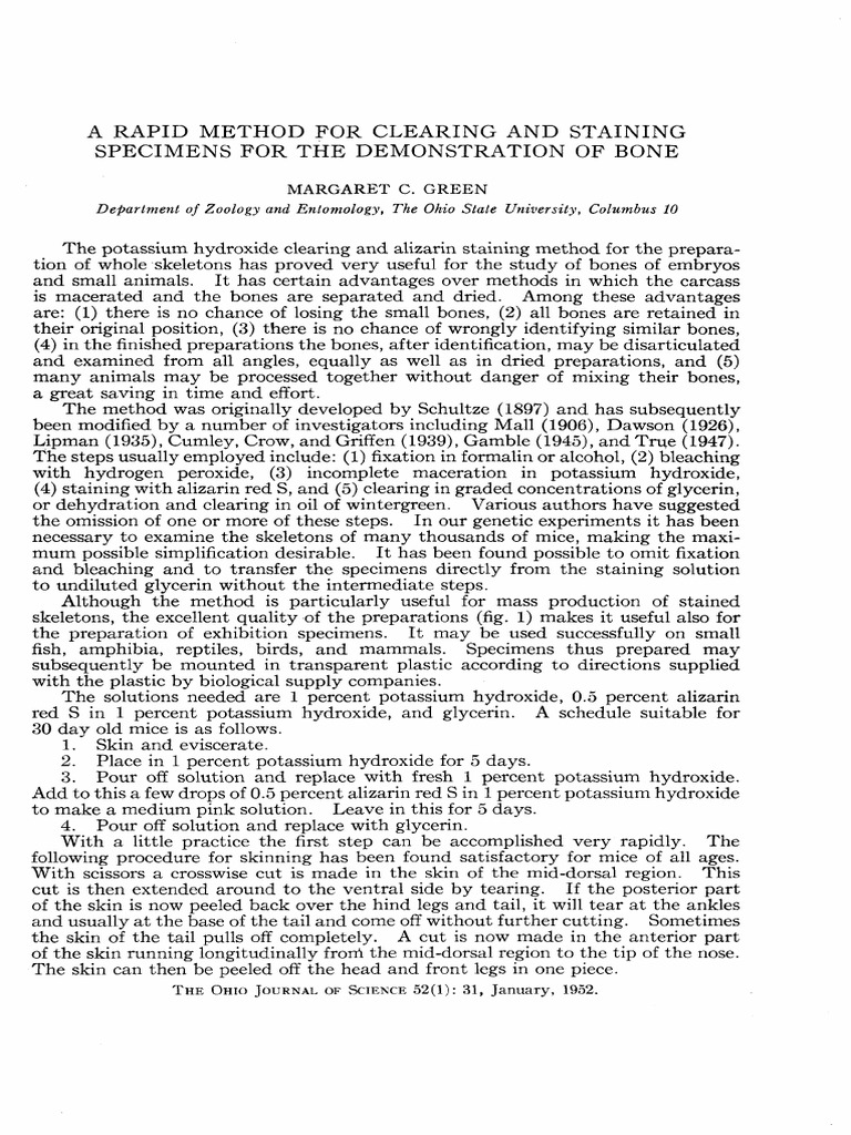 Rapid Bone Clearing and Staining Method | PDF | Fixation (Histology ...
