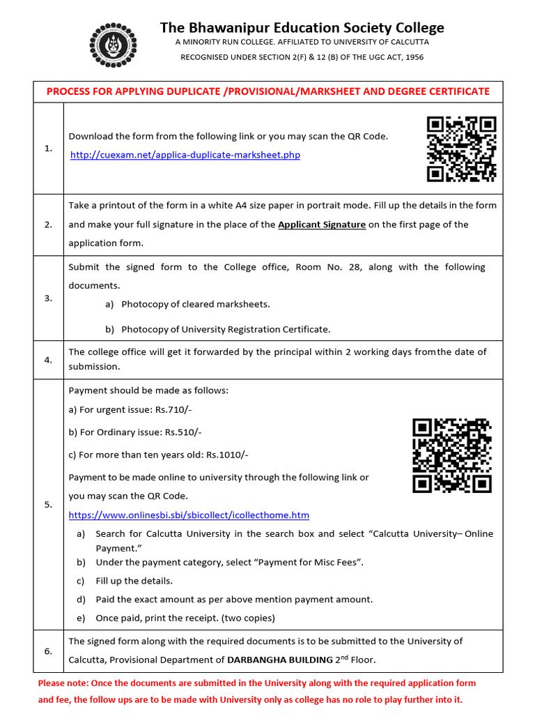CU Provisional Degree Marksheet Process NEW | PDF