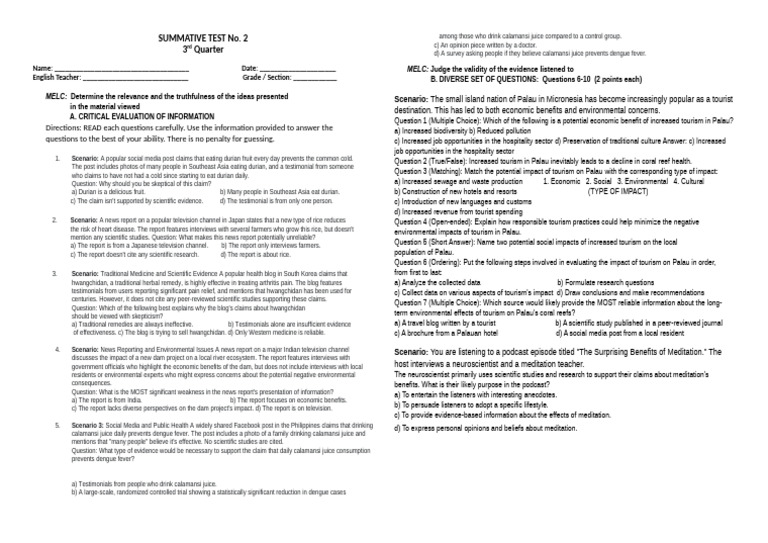 Q3_Summative2 | PDF | Tourism