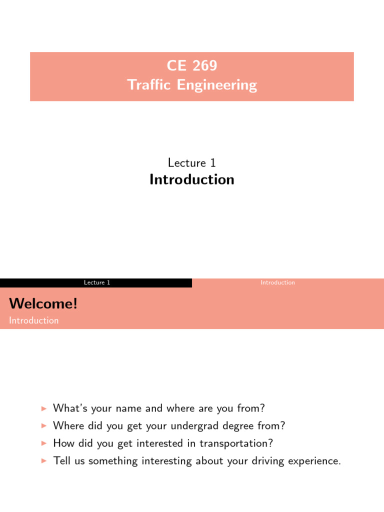 Lecture 1 | PDF | Traffic | Traffic Congestion