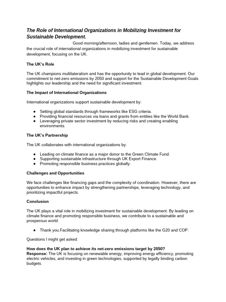 Moderated Caucus Speeches | PDF | Sustainability | Investing