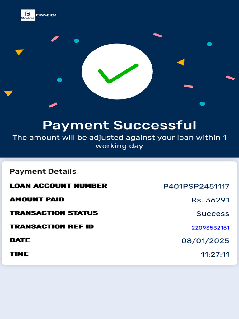 Bajaj Finserv Payment Receipt | PDF
