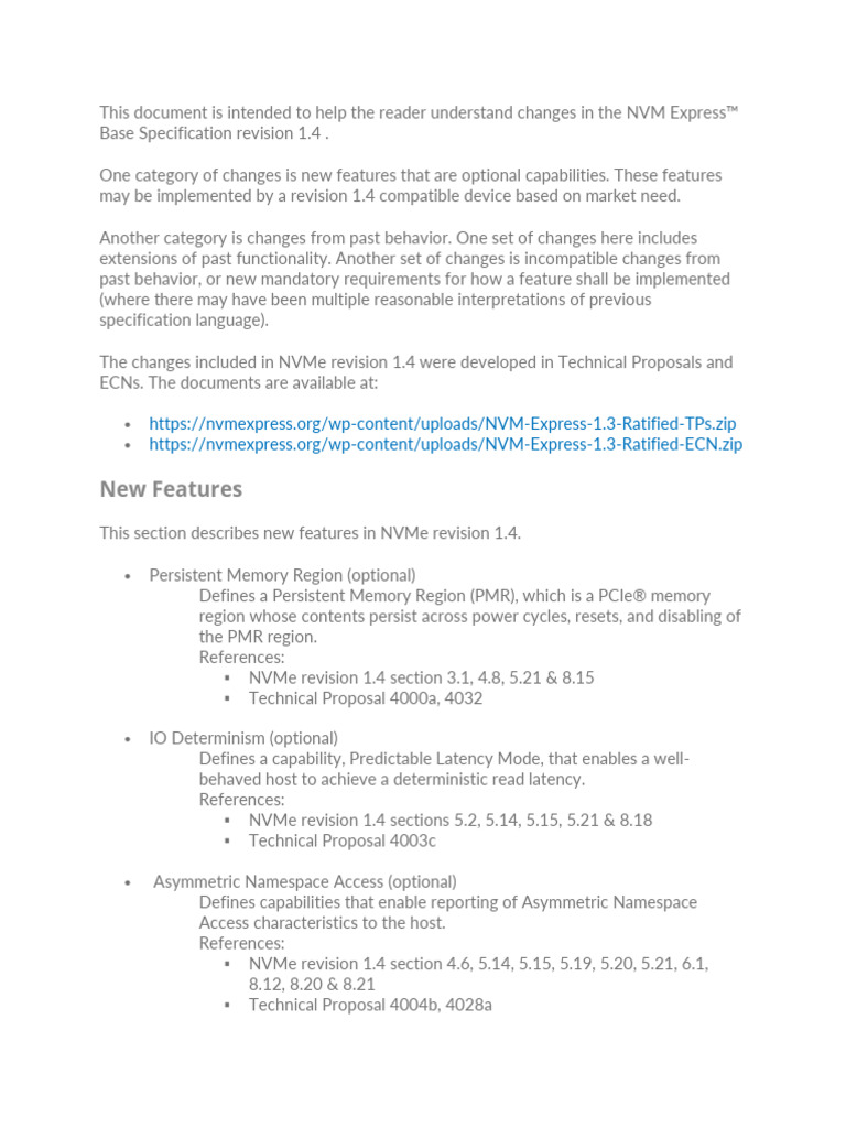 Changes in NVMe Revision 1.4 | PDF | Computer Hardware | Computer Data