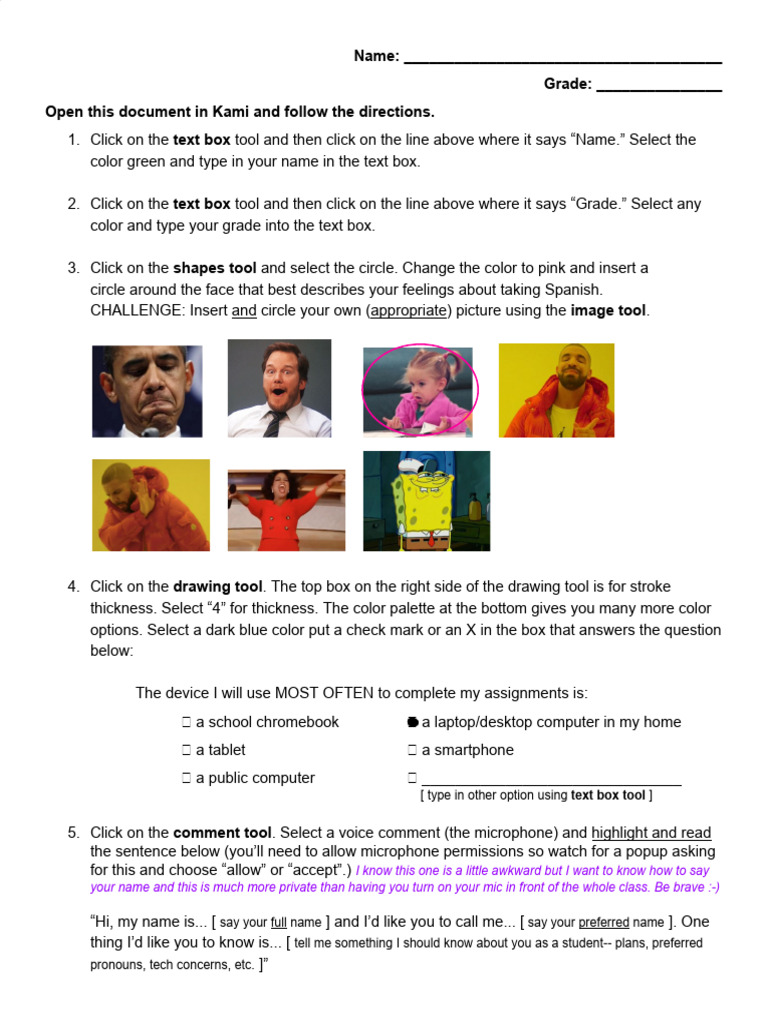 Spanish Class Introduction Activity | PDF