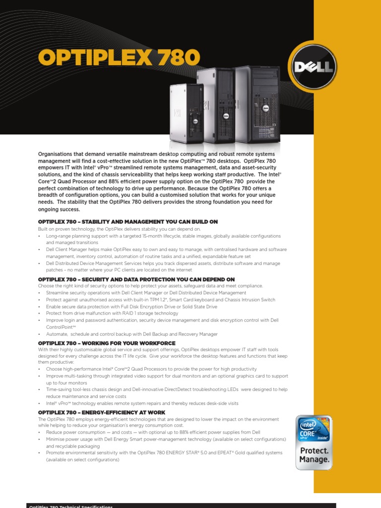 Optiplex 780 Spec Sheet en | PDF | Dell | Solid State Drive