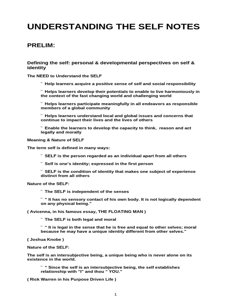 Understanding The Self Notes | PDF | Sexual Orientation | Soul