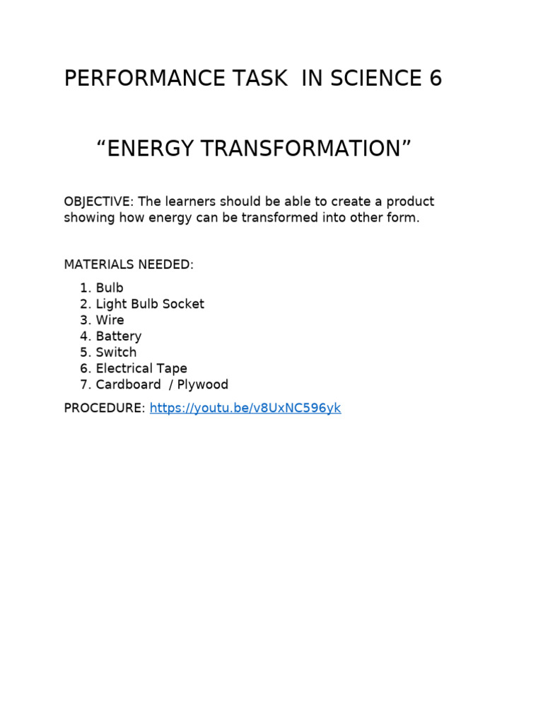 Performance Task in Science 6 3rd Quarter | PDF