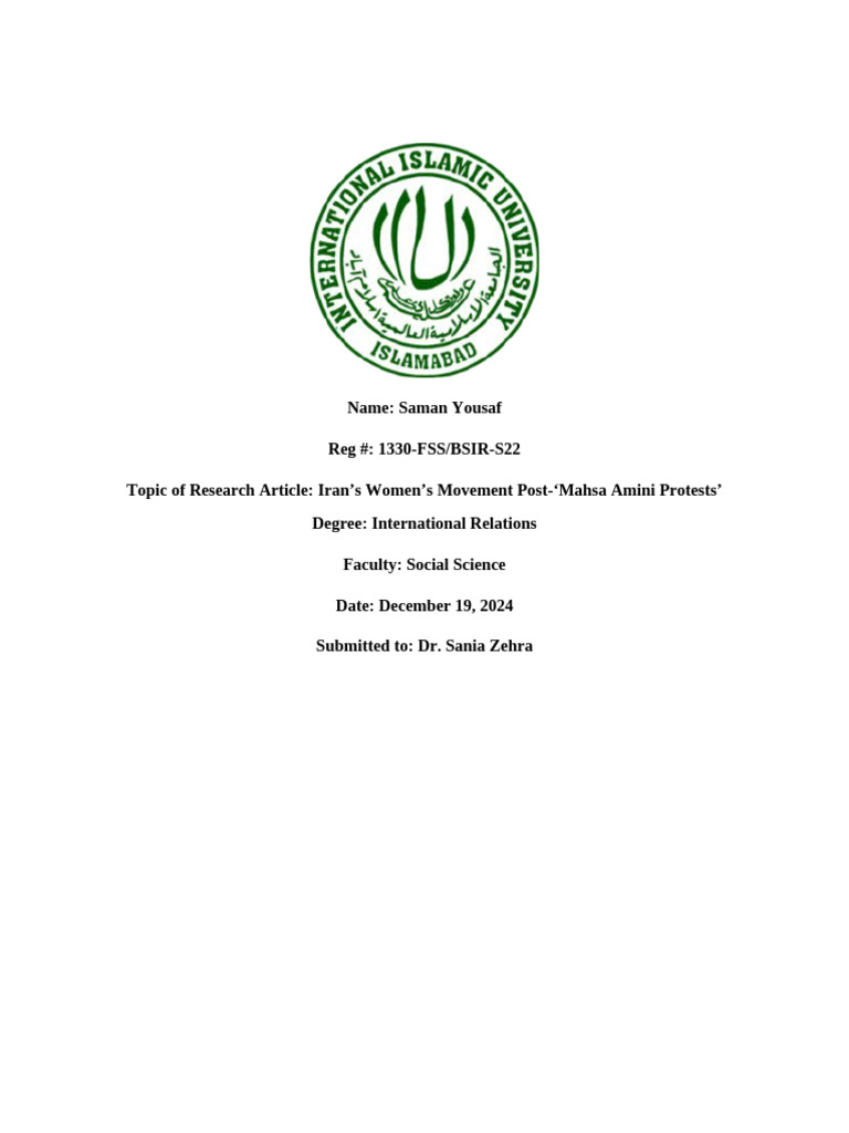 Iran's Women's Movement After Amini Protests | PDF | Ruhollah Khomeini ...