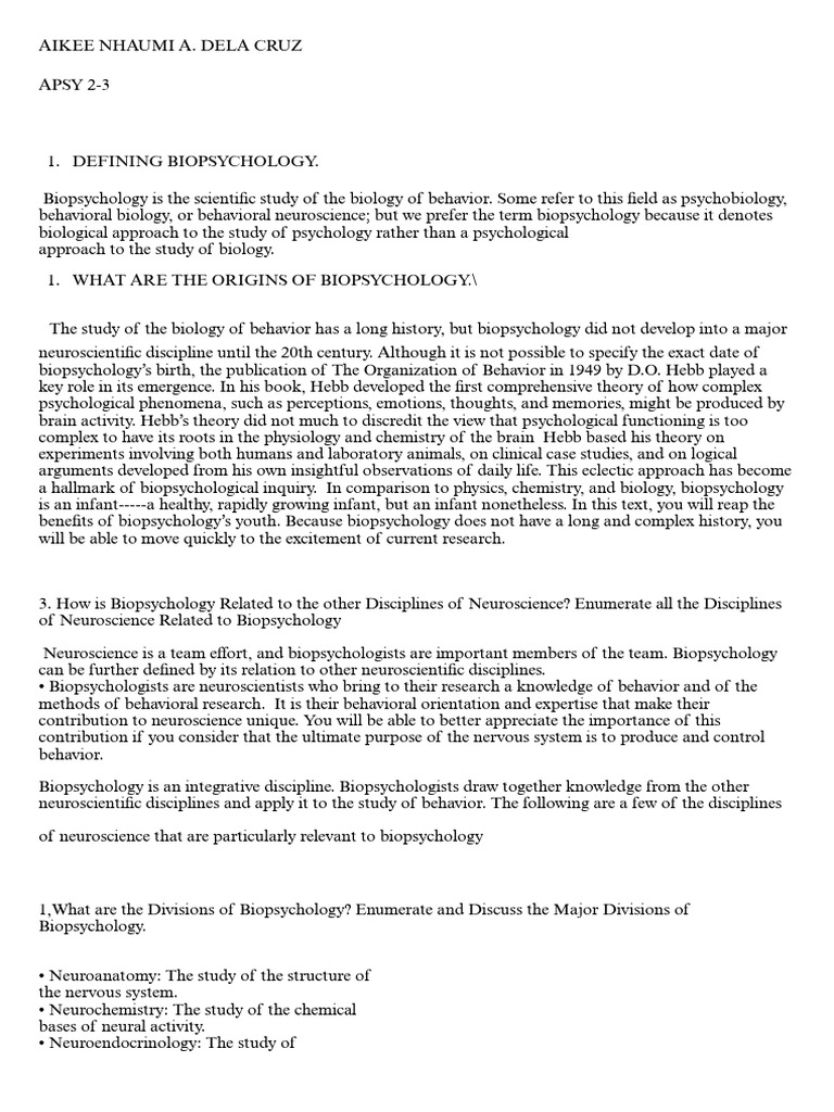 BIOPSYCH | PDF | Behavioral Neuroscience | Neuroscience