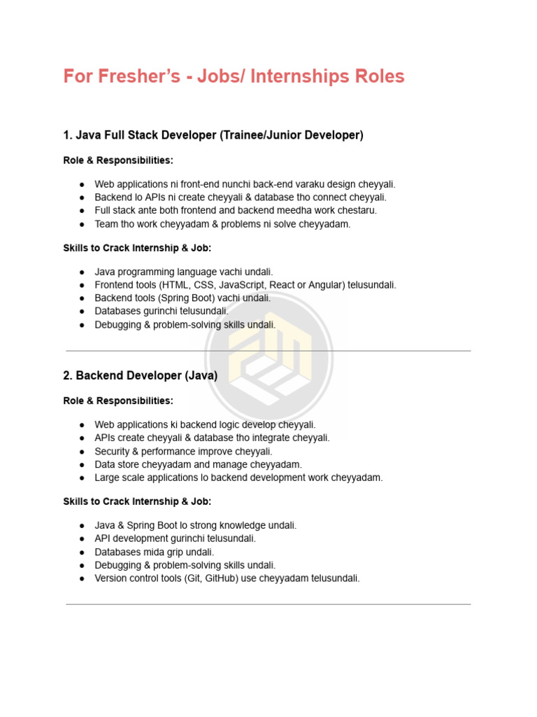 Jobs Roles - JFS | PDF | Databases | Java (Programming Language)