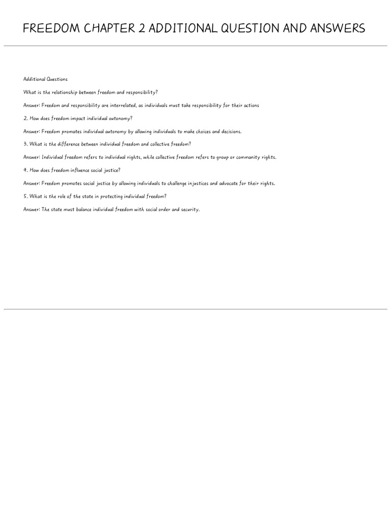 Freedom Chapter 2 Additional Question and Answers | PDF