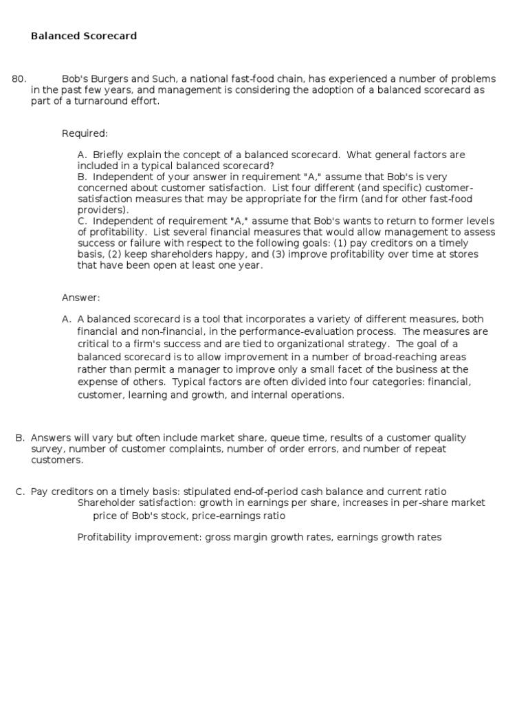 Balanced Scorecard | PDF | Profit (Accounting) | Gross Margin