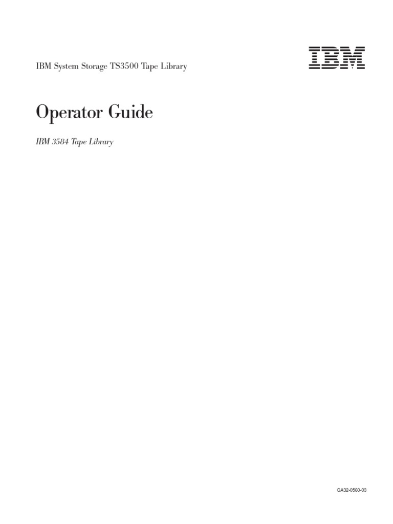 IBM System Storage TS3500 Tape Library Operator Guide, IBM 3584 Tape Library | PDF | Computer ...