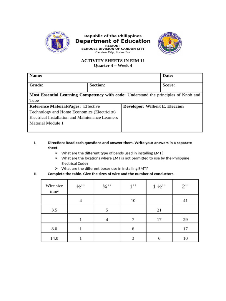 EIM 11 - Q4 Week 4 Activity Sheet | PDF
