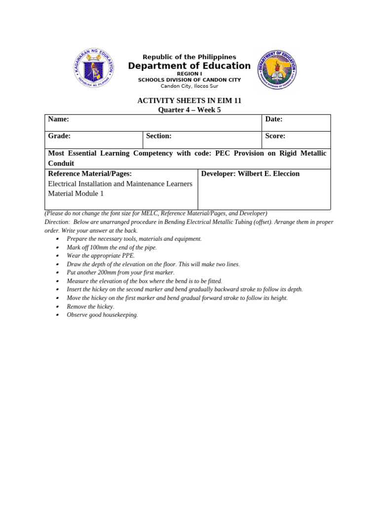 EIM 11 - Q4 Week 5 Activity Sheet | PDF