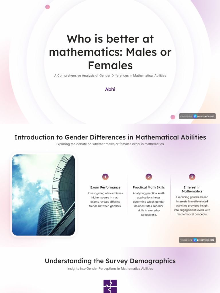 Gender Differences in Mathematical Abilities Comparative Analysis | PDF