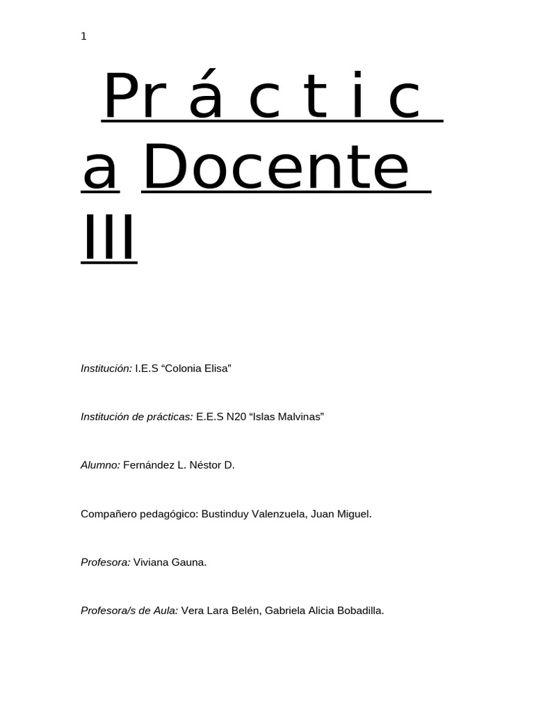 Informe de Practica Docente III (7) | PDF | Evaluación | Maestros