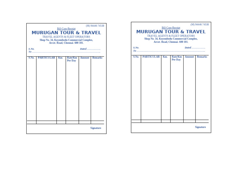 Tour Travel Bill | PDF