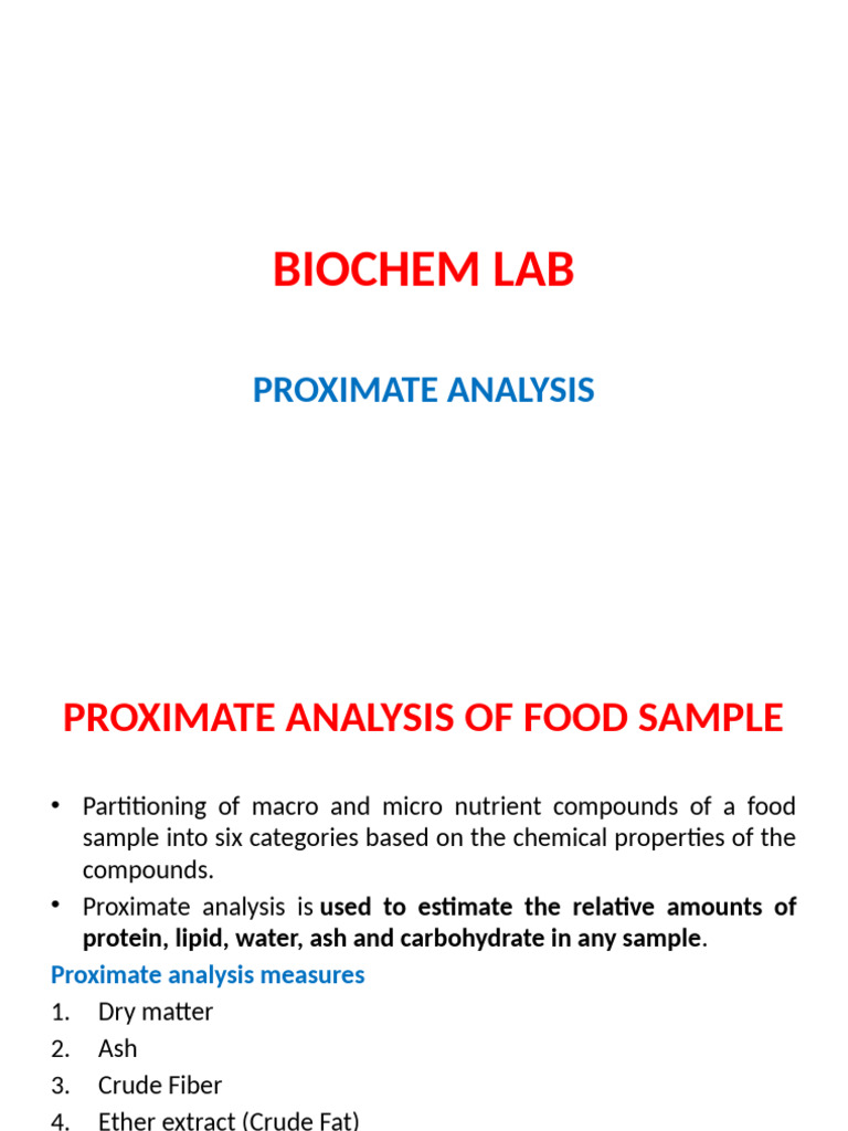 Proximate Analysis of Food Samples | PDF | Chemistry | Chemical Substances