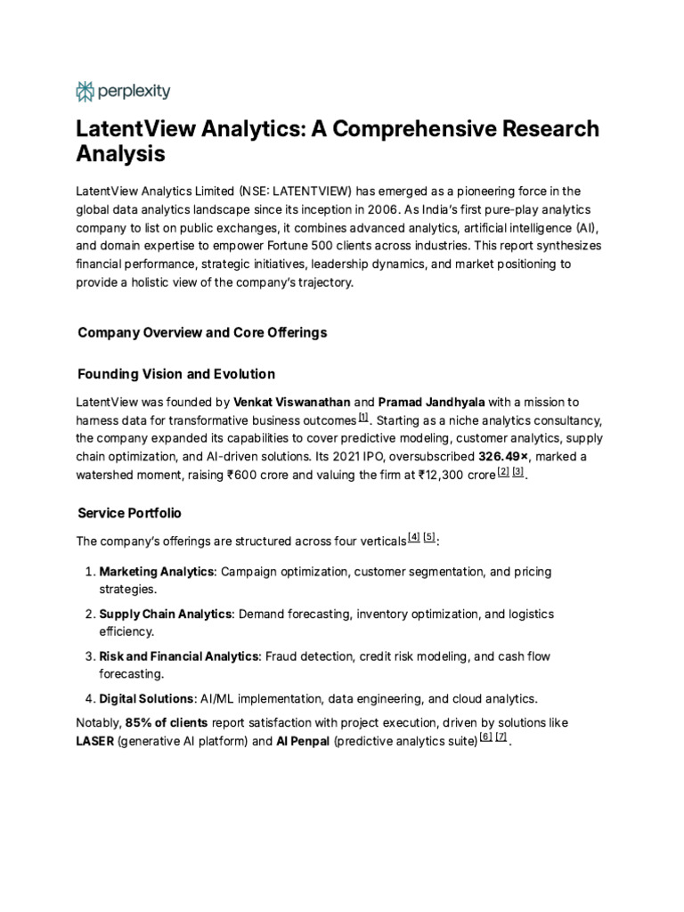 LatentView Analytics: Growth and Strategy Insights | PDF | Analytics | Artificial Intelligence