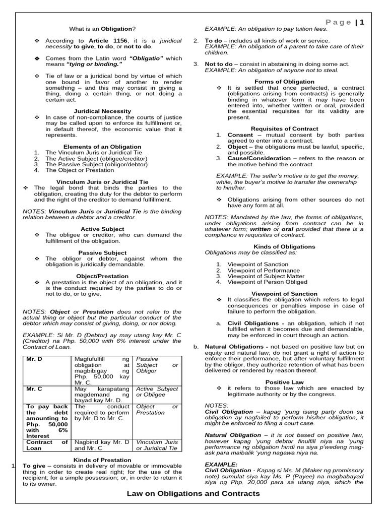 REVIEWER-IN-OBLICON (1) | PDF | Law Of Obligations | Negligence
