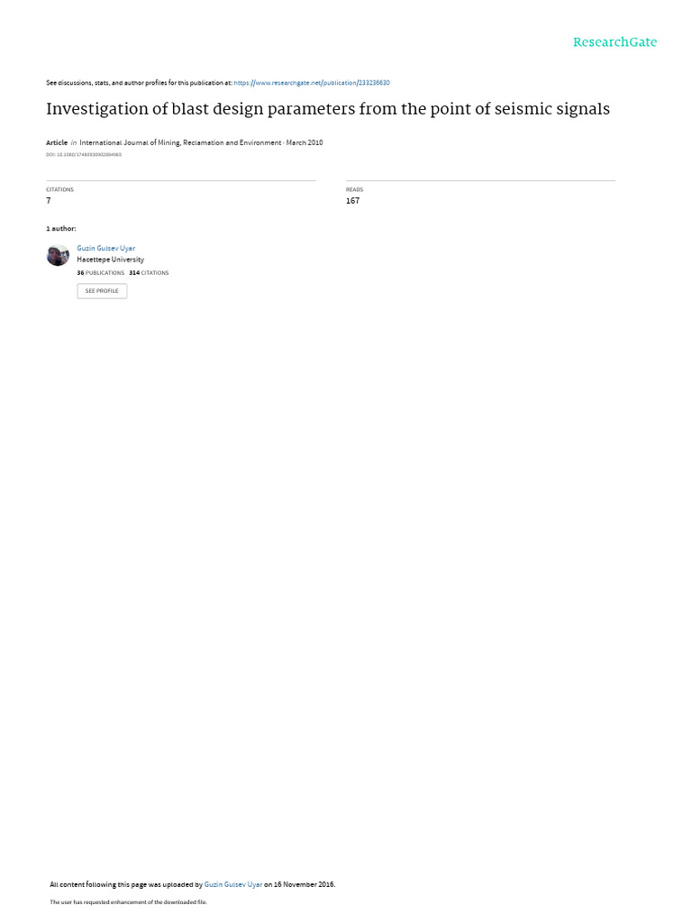 Investigation of Blast Design Parameters From The Point of Seismic ...