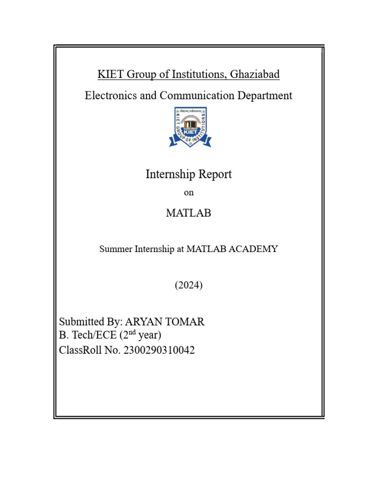 Aryan Tomar MATLAB | PDF | Matlab | Computer Programming