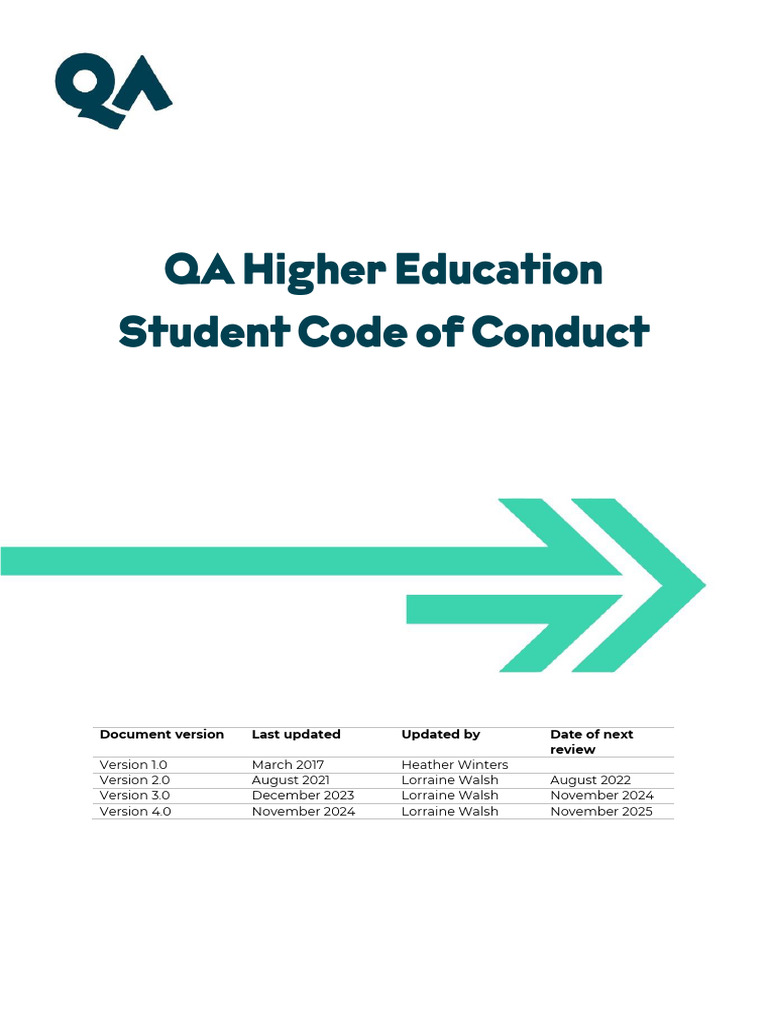 QAHE Student Code of Conduct V4.0 | PDF | Crimes | Crime & Violence