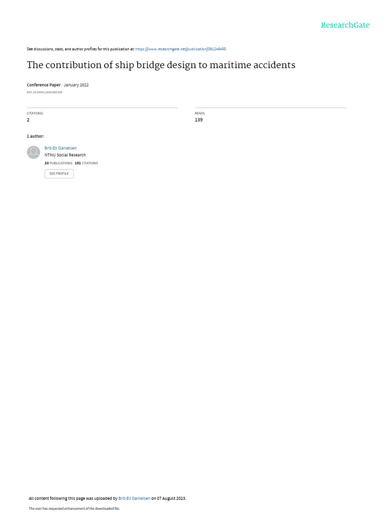 The Contribution of Ship Bridge Design To Maritime | PDF | Shipping