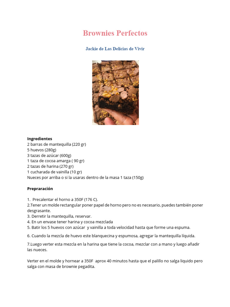 Brownies Perfectos: Receta Fácil y Rápida | PDF