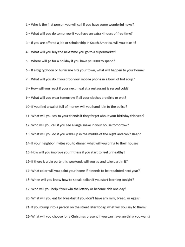 First Conditional Question Examples | PDF