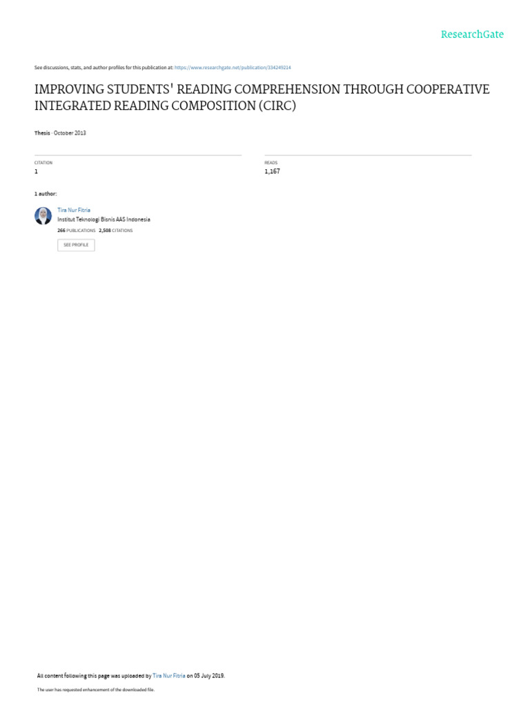 Improving Students Reading Comprehensionby Using CIRCTechnique SKRIPSI | PDF | Reading ...